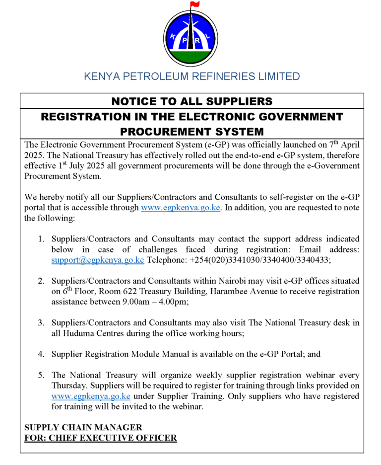 NOTICE TO ALL SUPPLIERS: Registration in the Electronic Government ...